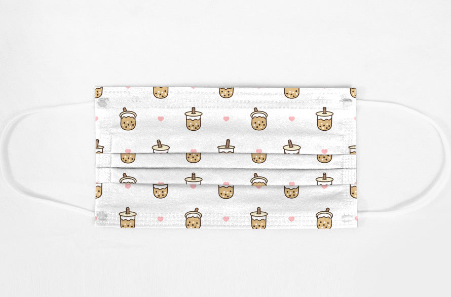 BUBBLE TEA PRINT DISPOSABLE FACE MASKS – iSLAYBROWSUPPLIES